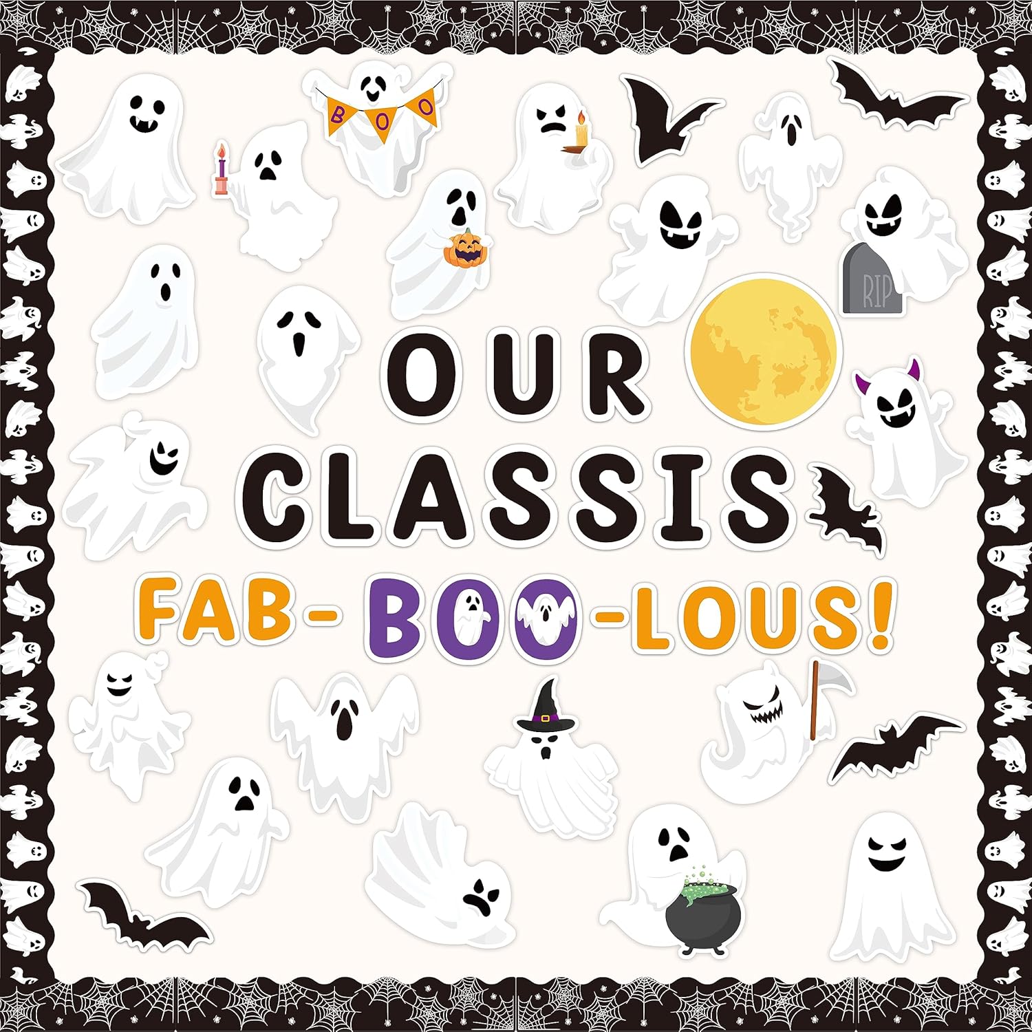 Amazon.com : B1ykin 134Pcs Halloween Ghost Bulletin Board Decoration ...