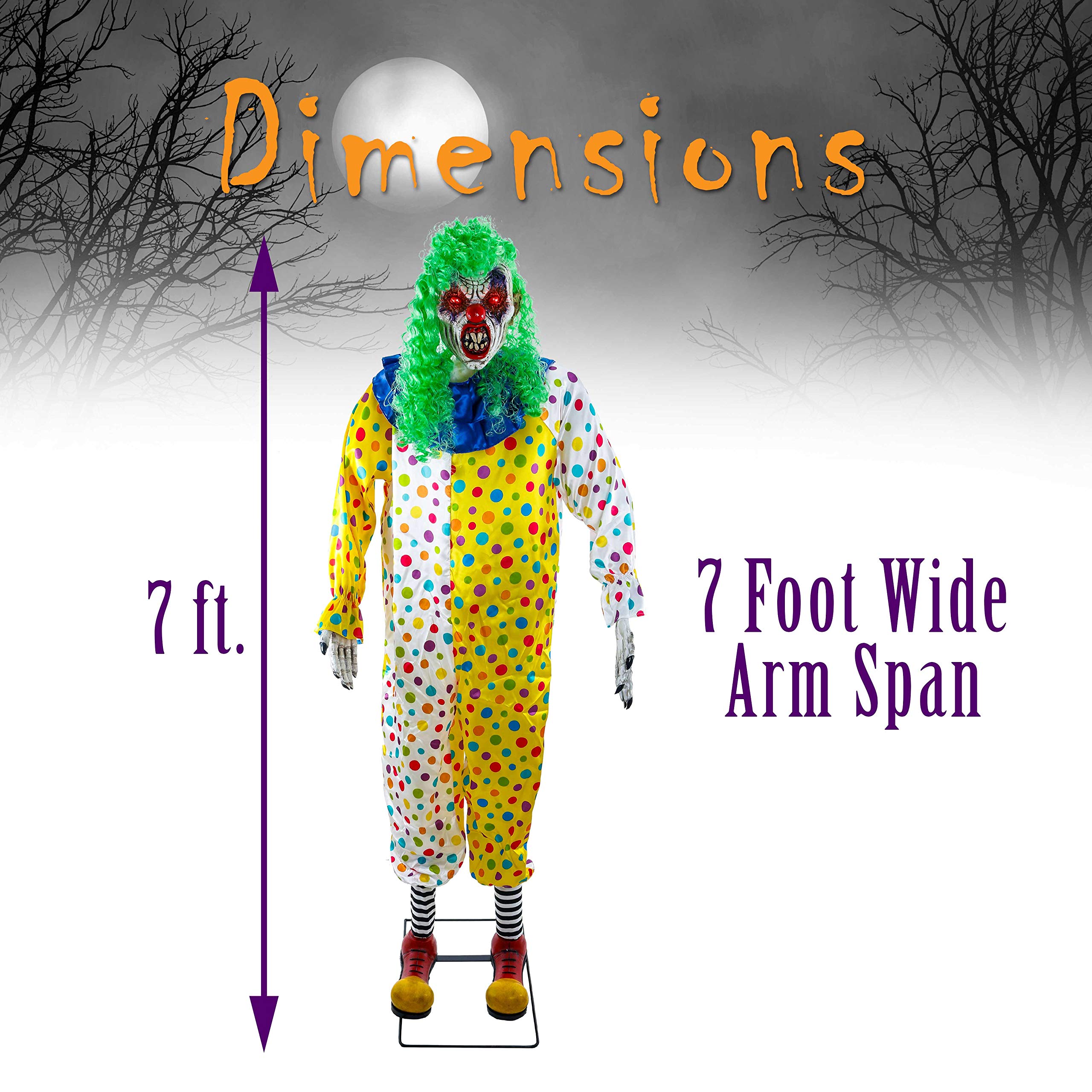 Halloween Haunters Giant 7 Foot Animated Standing Scary Circus Clown ...