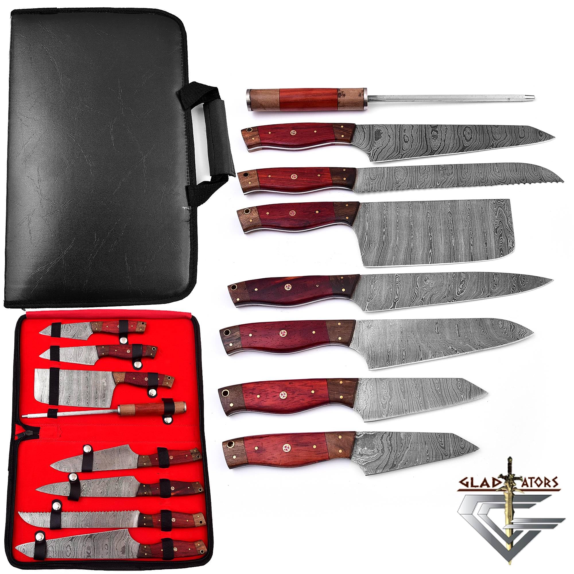 Amazon.com: GladiatorsGuild G34Rd8 Professional Kitchen Knives Damascus ...