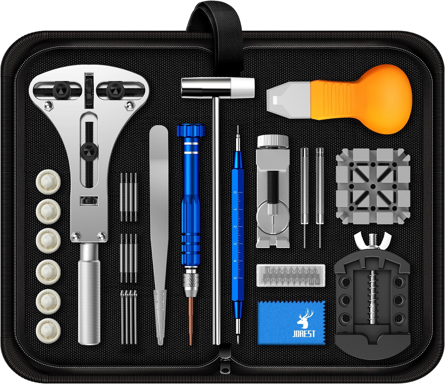 JOREST Kit d'outils de réparation de montre, remplacement de batterie, réglage de sangle ...
