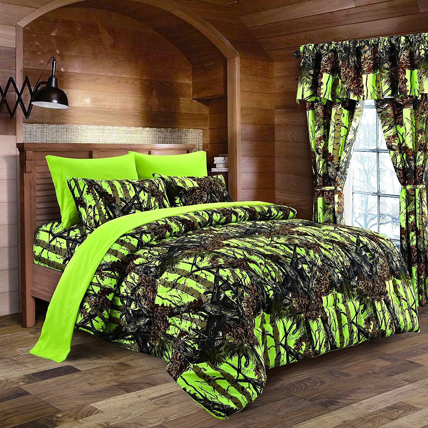 Amazon.com: Regal Comfort The Woods Lime Green Camouflage Full/Queen ...