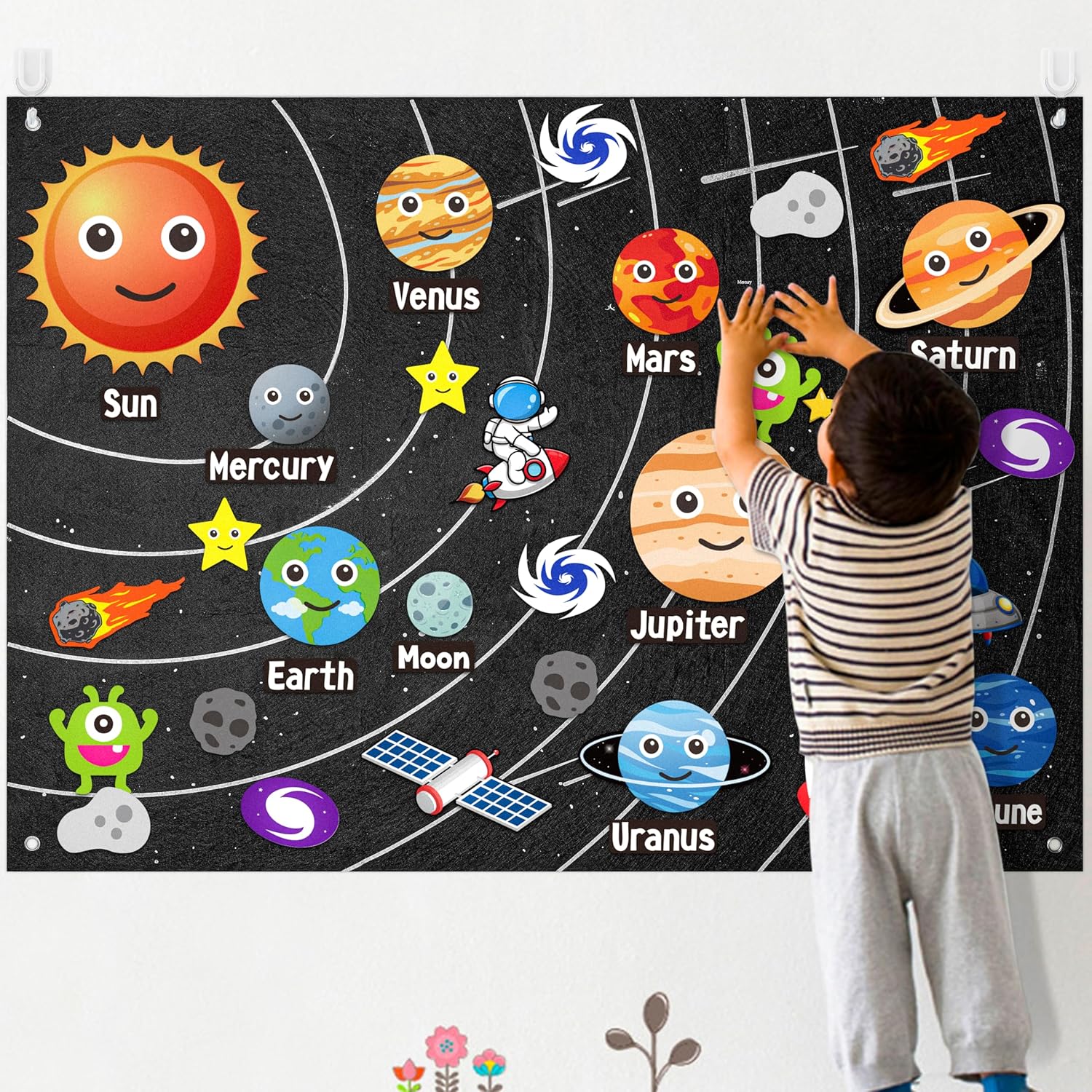WATINC 35Pcs Outer Space Felt Board Story Set 3.5 Ft Solar System ...