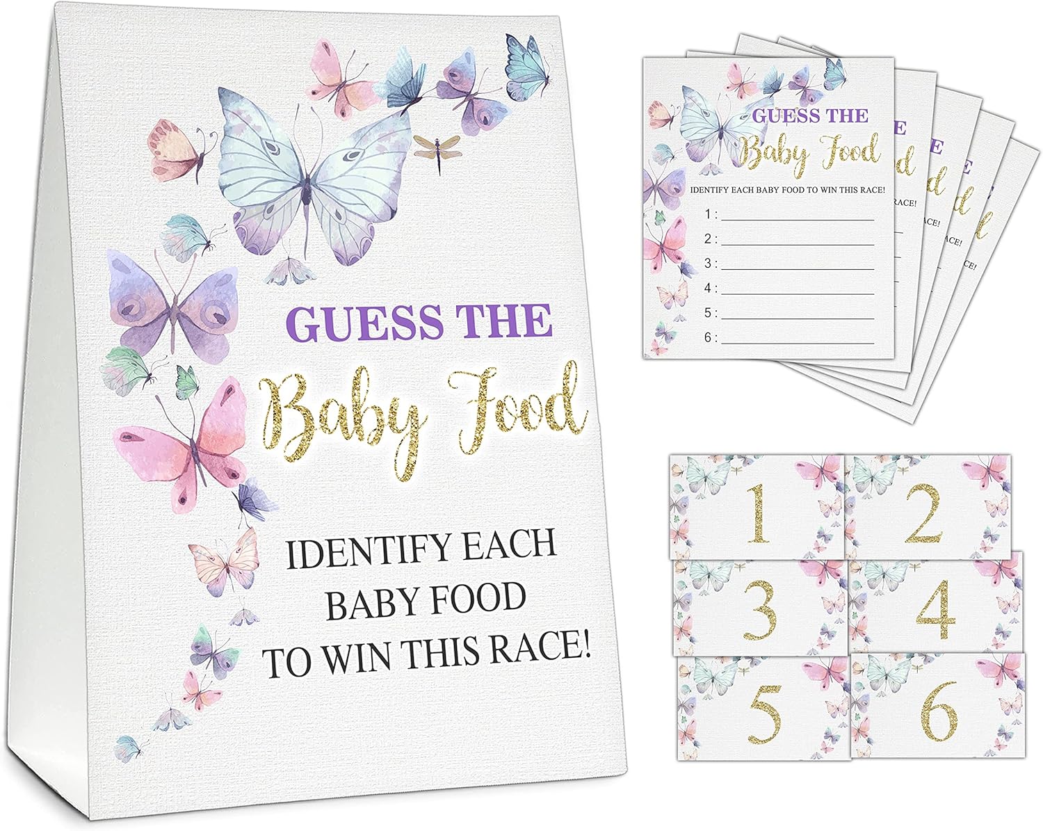 Amazon.com: Guess the Baby Food Party Games, Baby Shower Game Set, 1 Standing Sign + 25 Answer ...