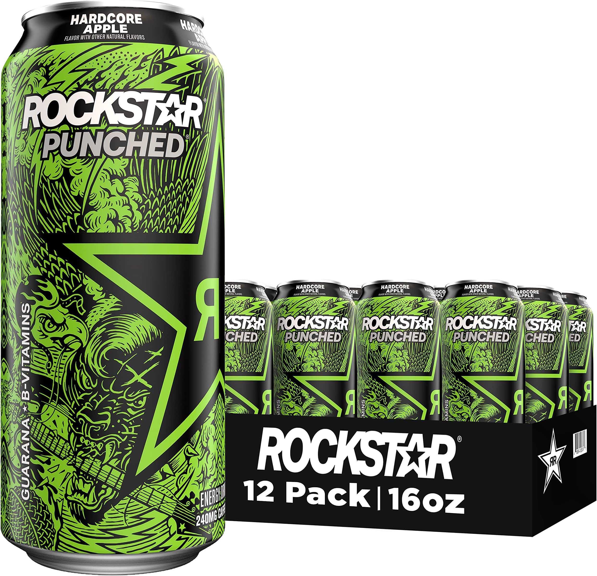 Amazon.com : Rockstar Energy Drink Punched Hardcore Apple, 16oz Cans ...