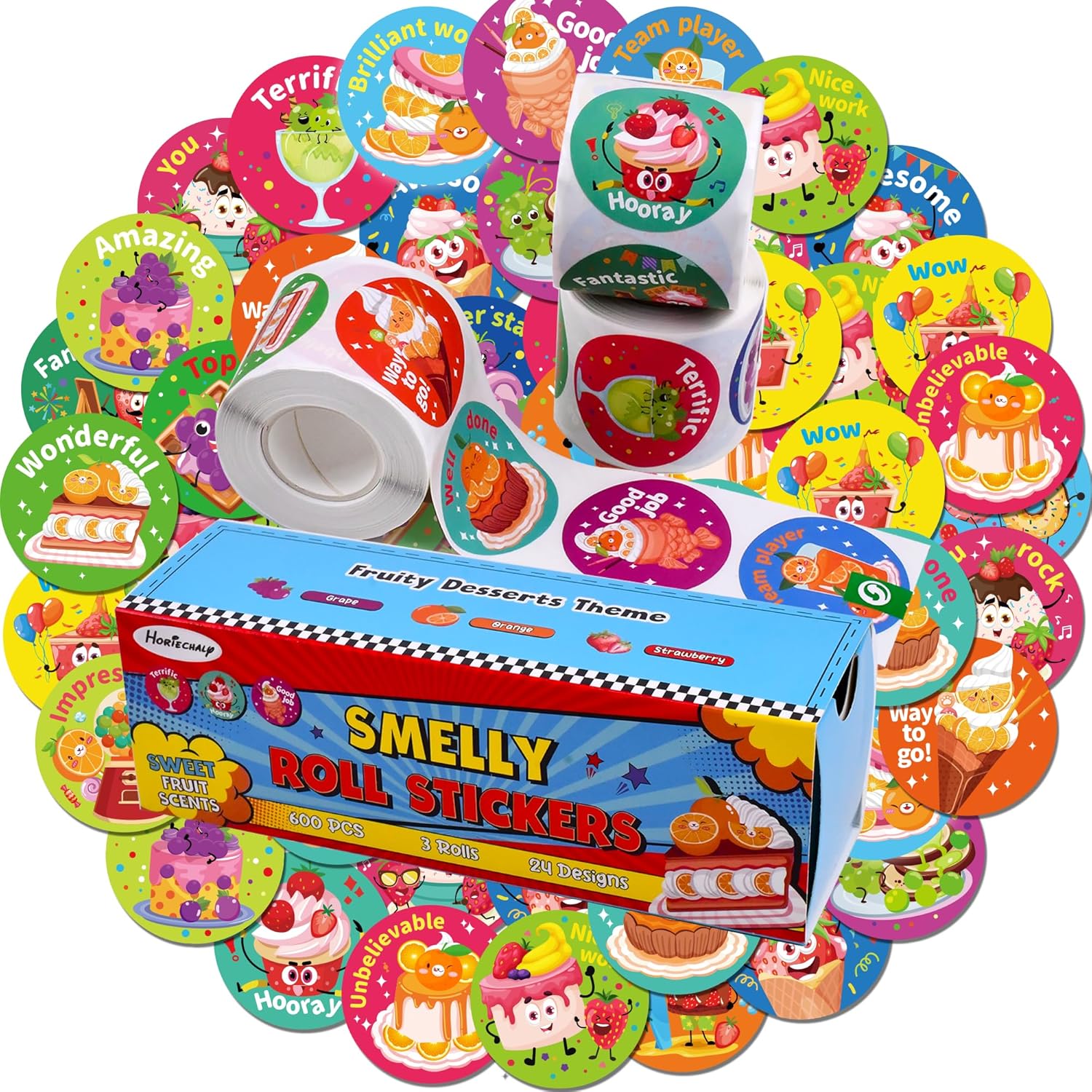 Amazon.com : HORIECHALY 3 Rolls Scratch and Sniff Scented Stickers for ...
