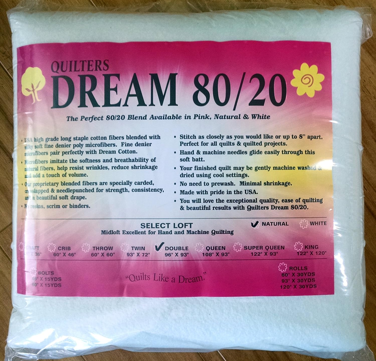 Amazon.com: Quilter's Dream 80/20, Natural, Select Loft Batting ...