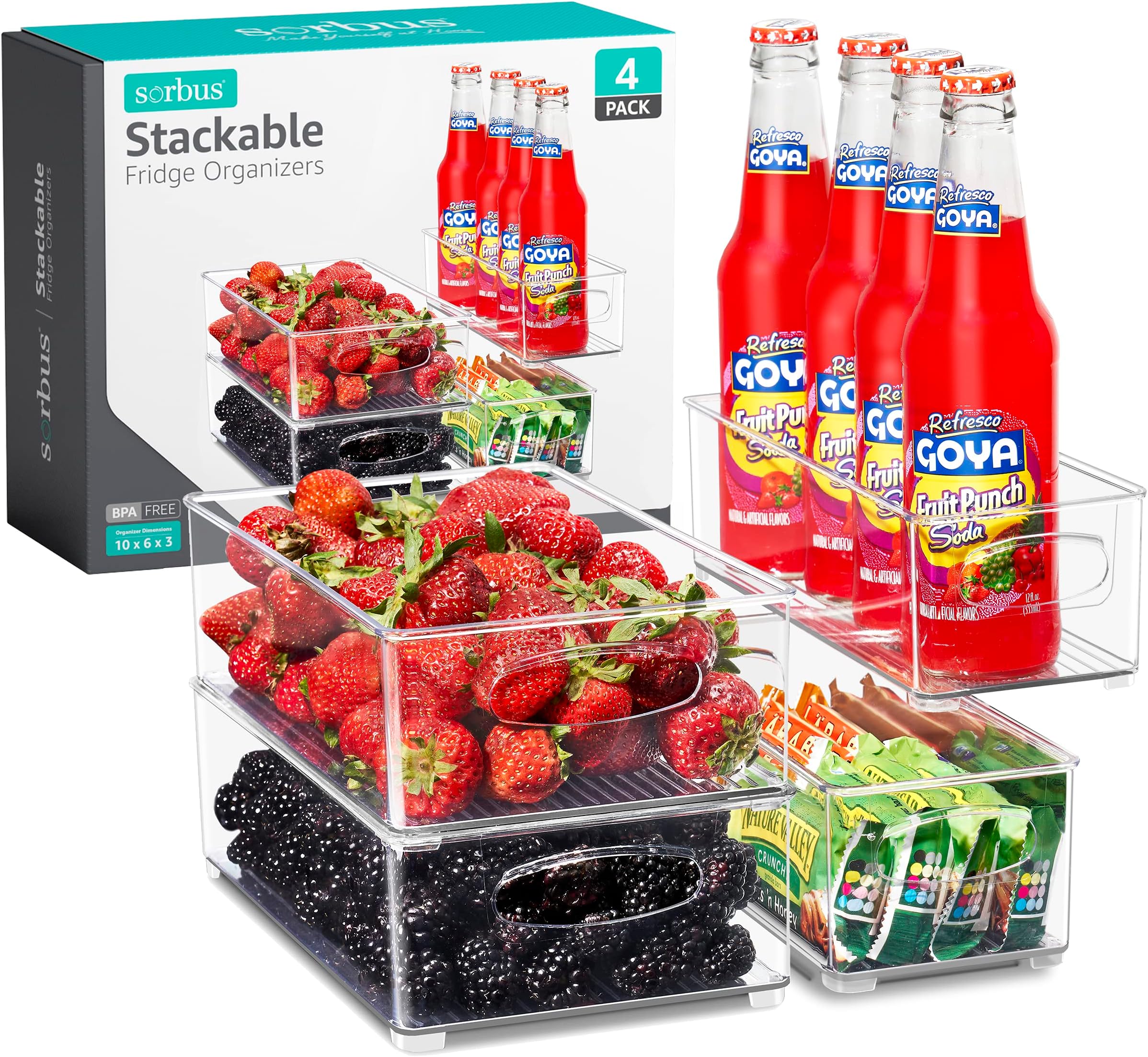 Amazon.com: Clear Fridge Organizer Bins - 10 pcs Refrigerator ...
