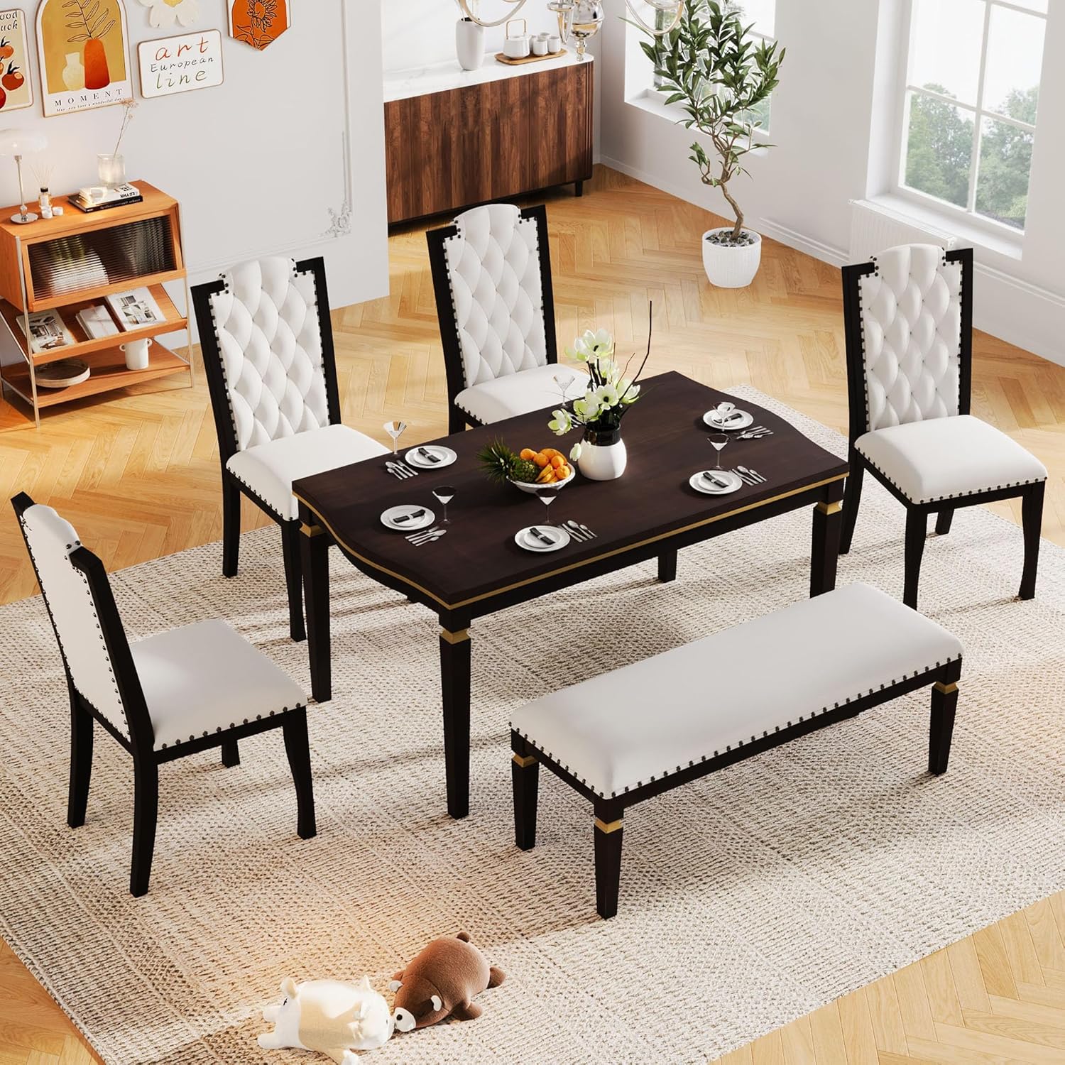 Amazon.com - Lifeand 6-Piece Set, 62.7" Rectangular Table and 4 High ...
