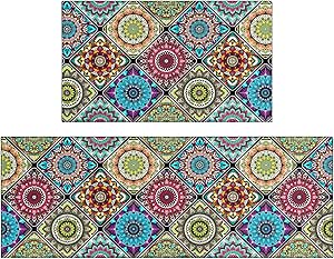 Amazon.com: Xininz Boho Mandala Kitchen Rugs and Mats Set 2 Pieces Non ...
