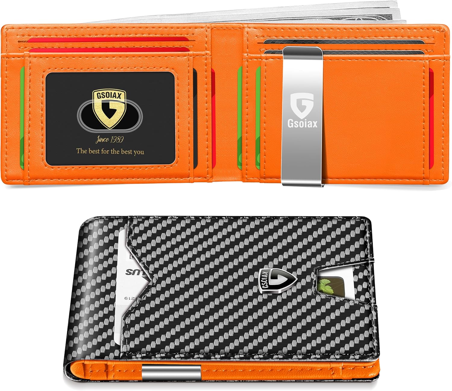 Amazon.com: GSOIAX Slim Wallet for Men Rfid Blocking Leather Bifold ...