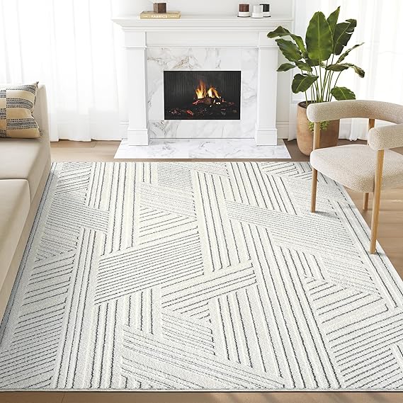 Amazon.com: Abani Cozy Cream Area Rug for Living Room, Bedroom ...
