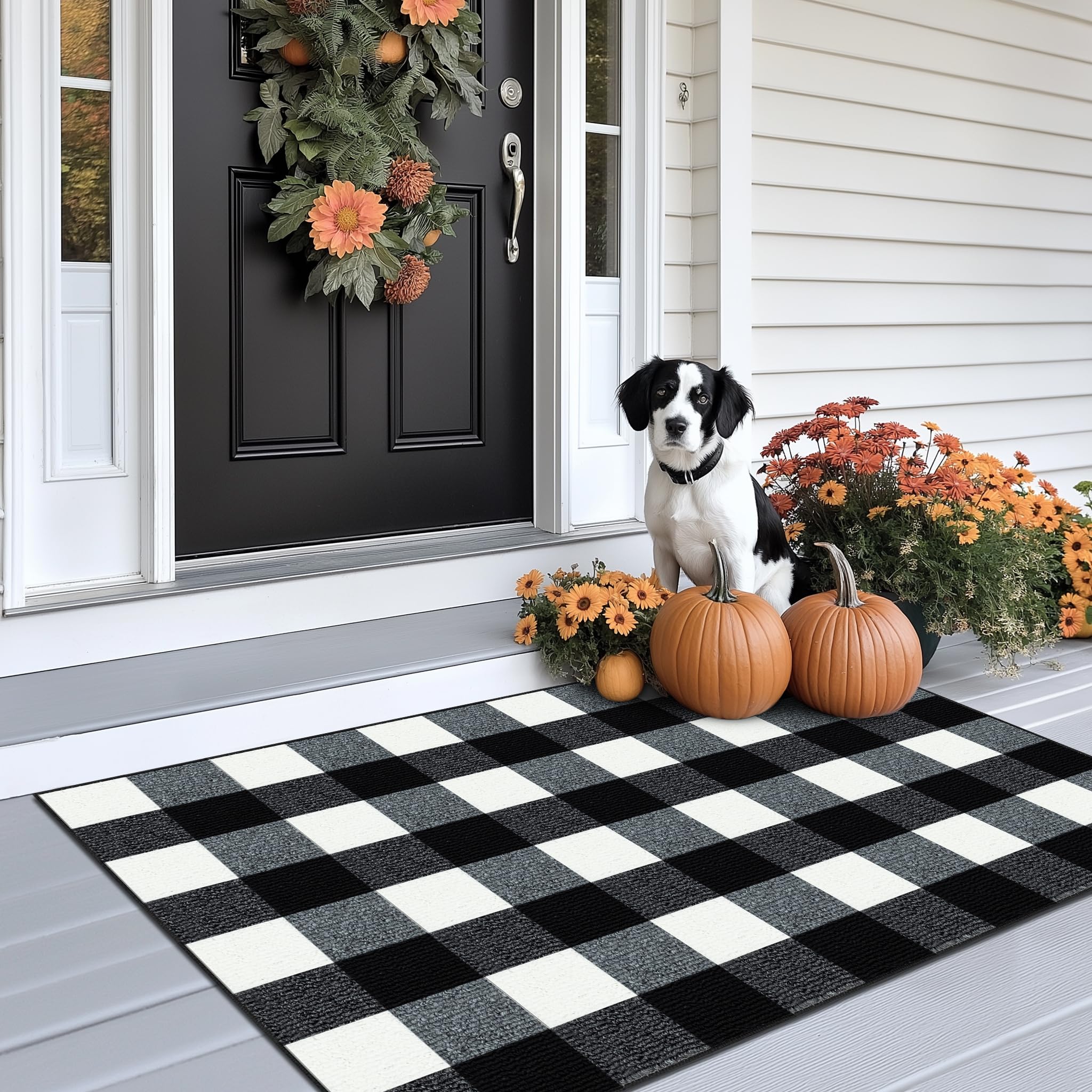 Amazon.com: FONEYI Buffalo Plaid Rugs 2.6' x 5' Black and White Check ...