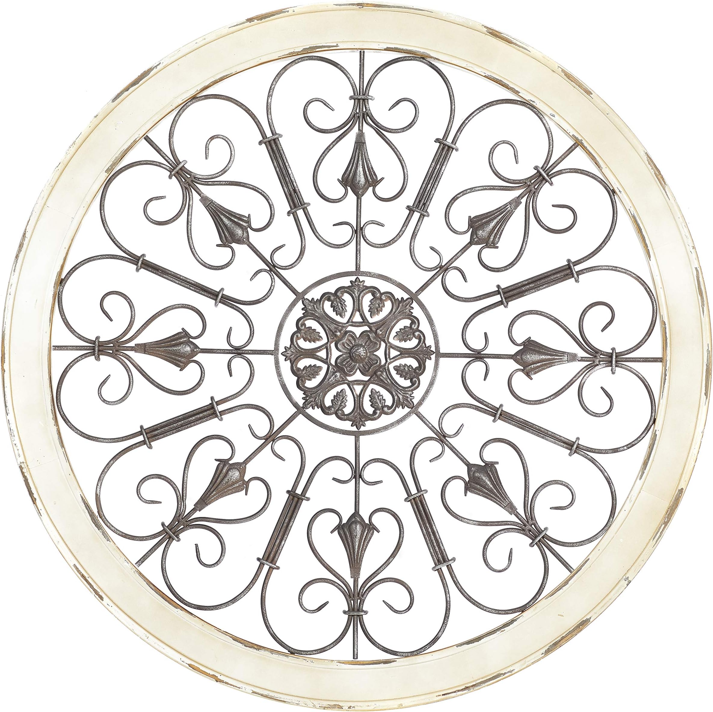 Amazon.com: Deco 79 Wooden Scroll Home Wall Decor Carved Beading Wall ...