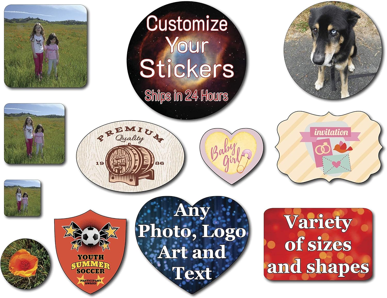 Amazon.com: 100, 1" Circle, Custom Stickers Labels. Add Logo, Photo ...