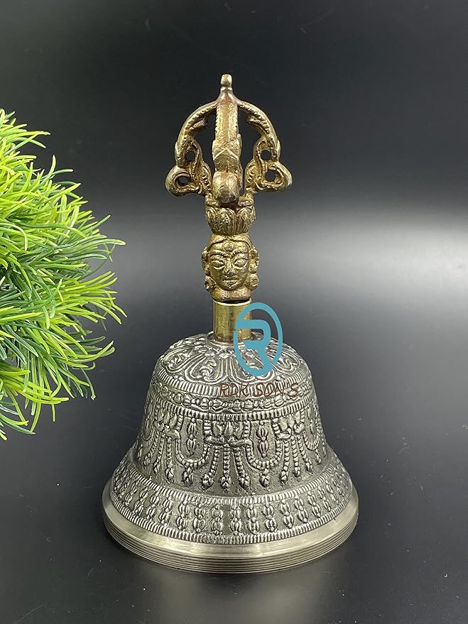 RDK SON'S Tibetan Buddhist Prayer Bell – Antique Brass Ghanta for Pooja ...