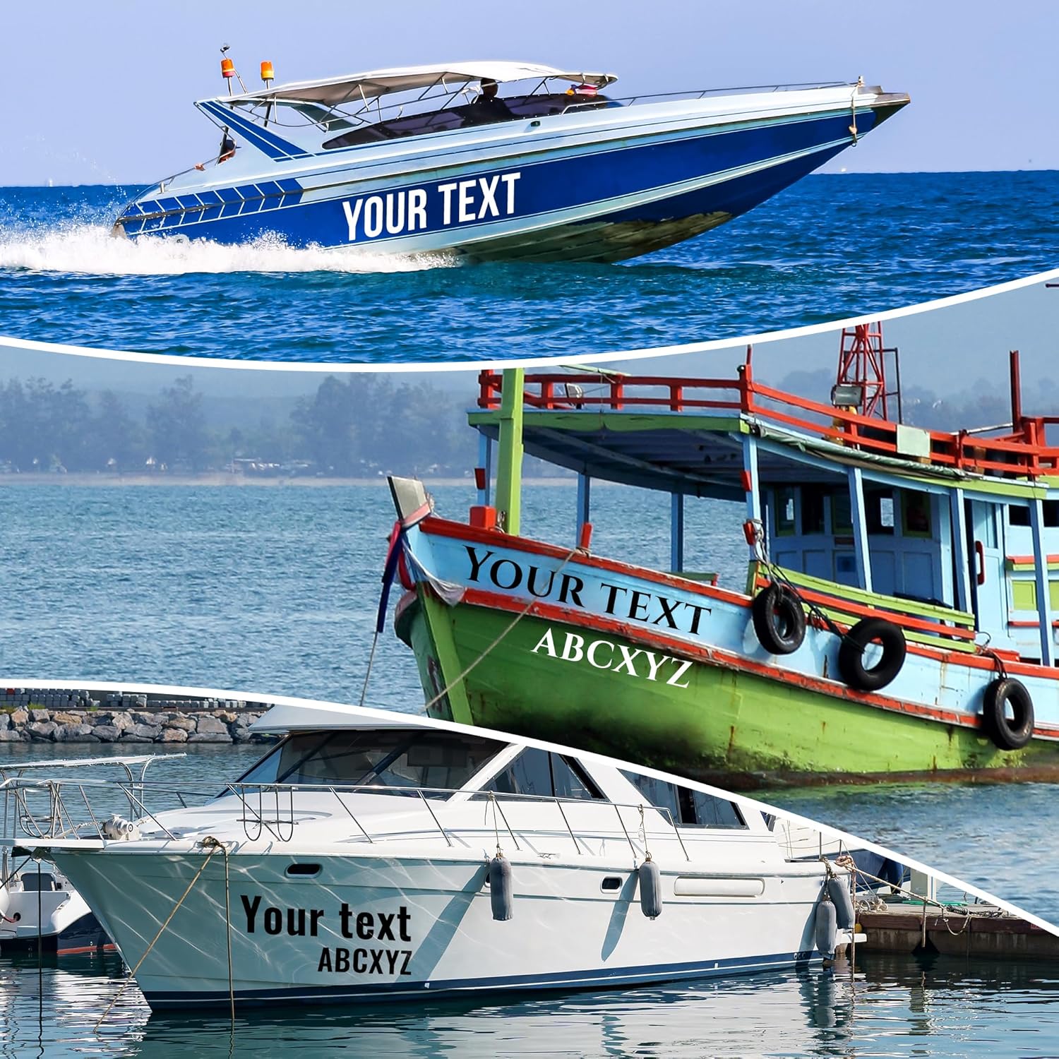 Amazon.com - Custom Boat Vinyl Decal Sticker - Single Color Custom ...