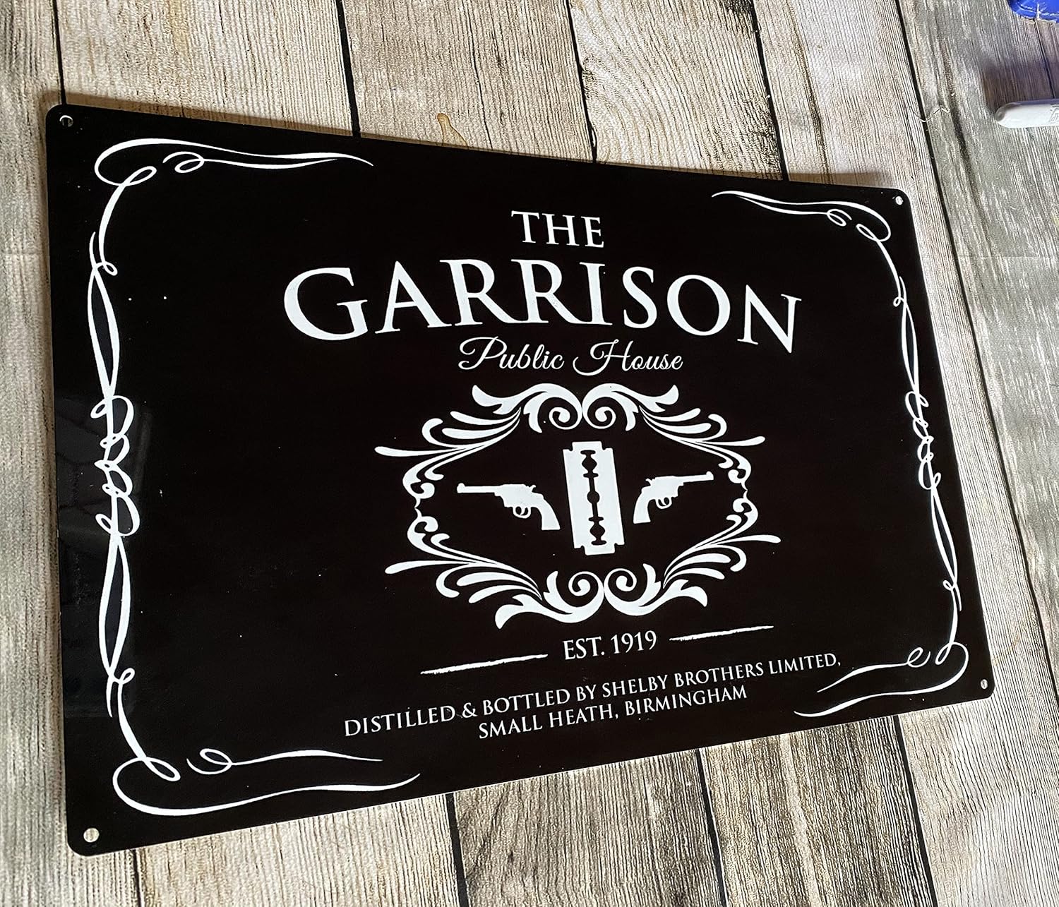 The Garrison public house black metal pub bar wall sign – BigaMart