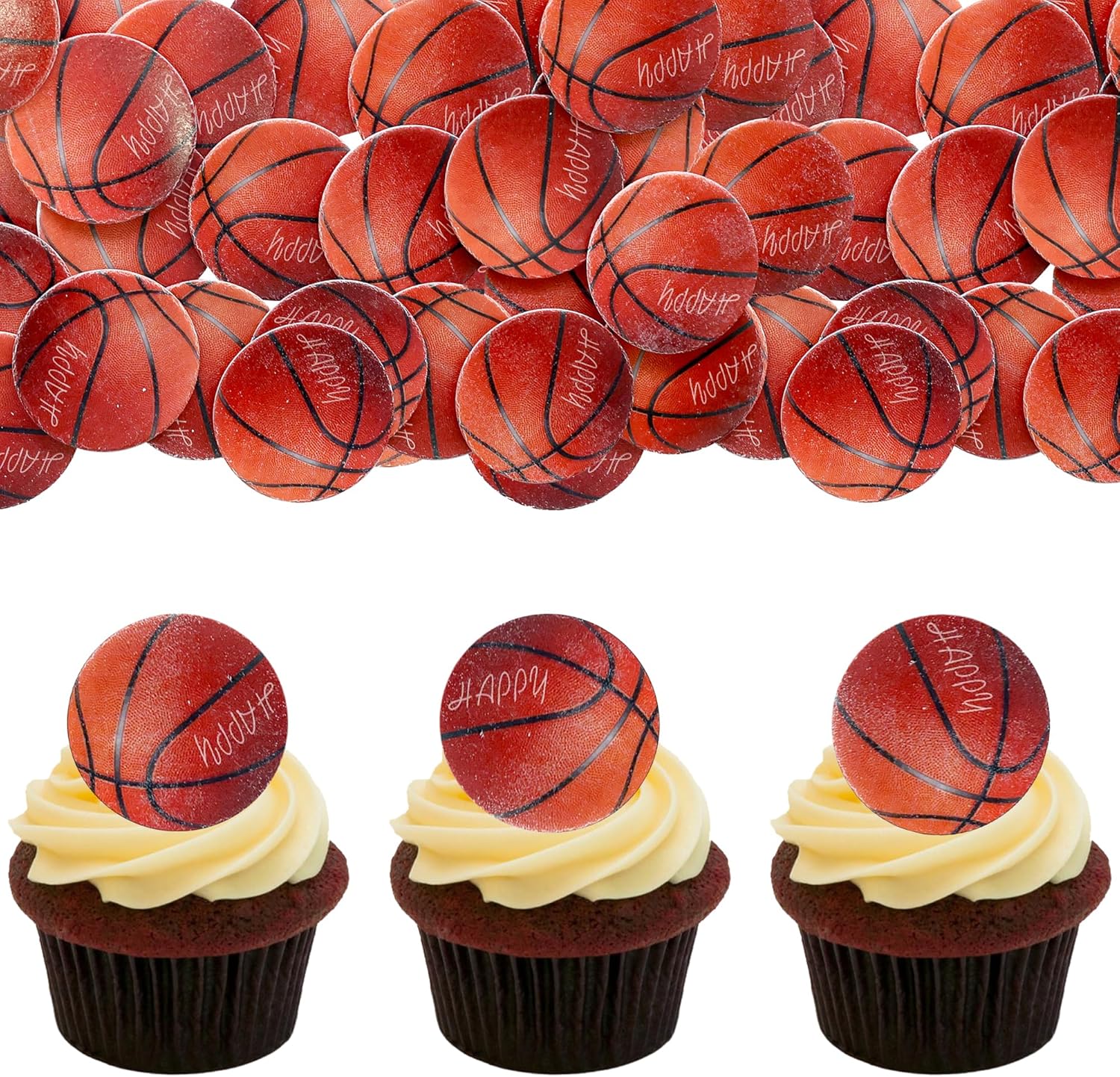 Amazon.com: Gyufise 50Pcs Edible Basketball Balls Cupcake Toppers Ball ...