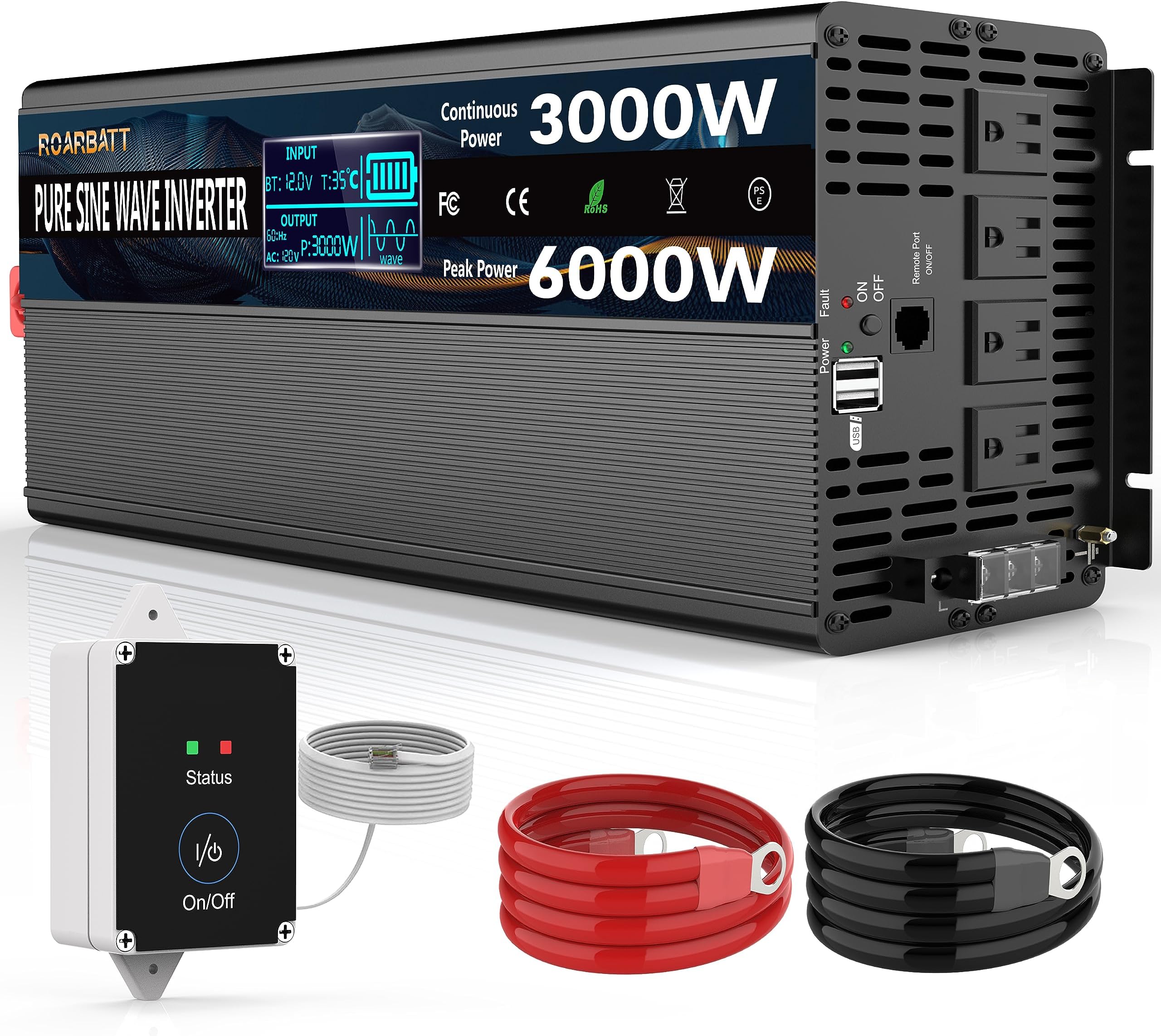 Amazon.com: Krieger 3000 Watts Power Inverter 12V to 110V, Modified ...
