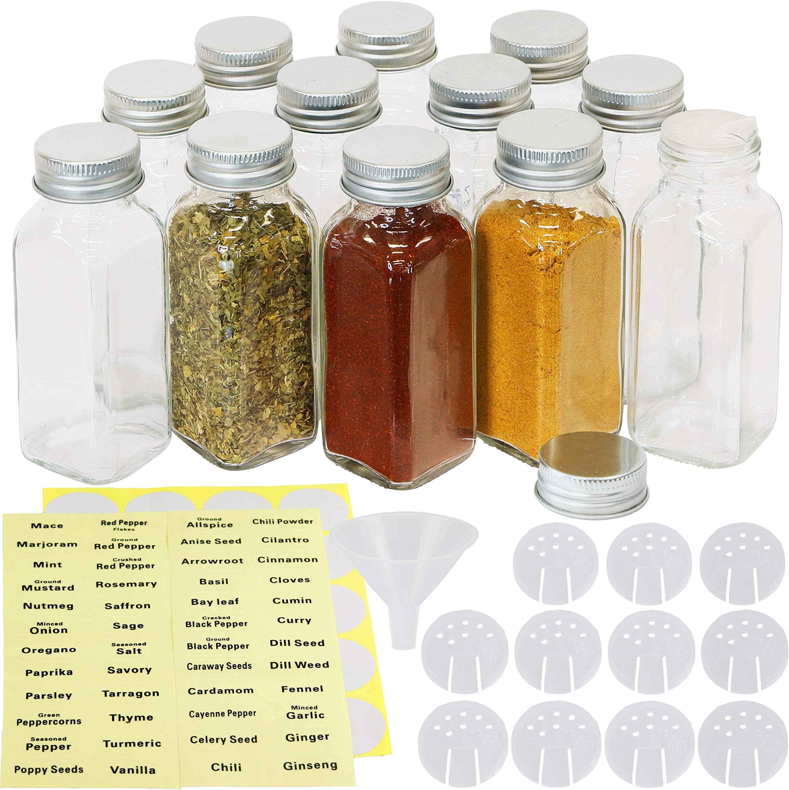 Amazon.com | Simple Houseware 12-Pack 6 Ounce Square Spice Bottles w ...