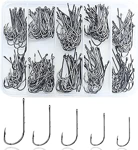 Amazon.com : ELLYCIO 300Pcs Baitholder Fishing Hooks, Bait Holder Hooks, Offset, Double Barbed ...