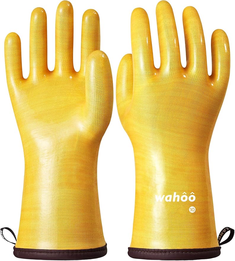 Amazon.com: LANON Heat Resistant Liquid Silicone Gloves, Oven Gloves ...