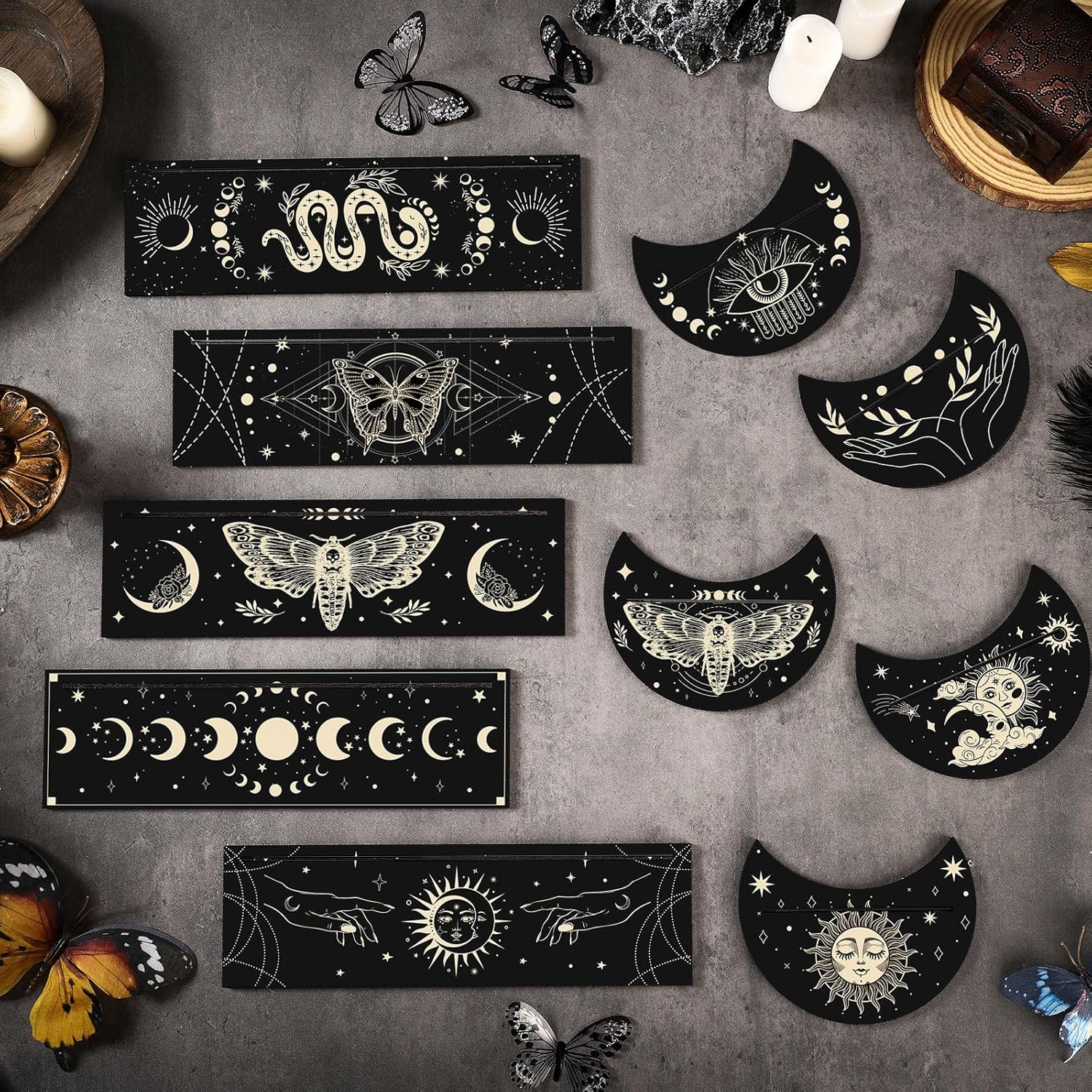 Amazon.com: Thyle 10 Pcs Wooden Tarot Card Holder Stand Include 5 Pcs ...