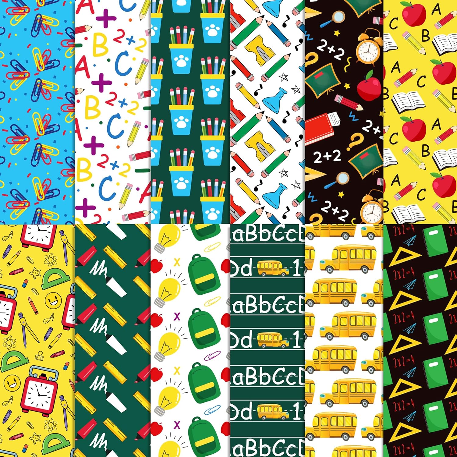 Amazon.com: 24 Sheets Back to School Scrapbook Paper 11.8'' x 11.8 ...