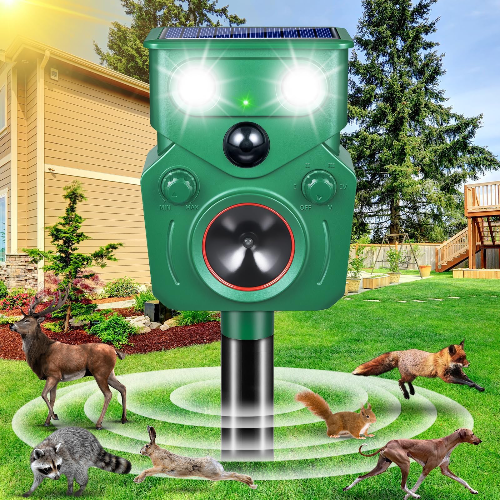 Amazon.com: 2024 Ultrasonic Animal Repeller Outdoor,Solar Animal ...