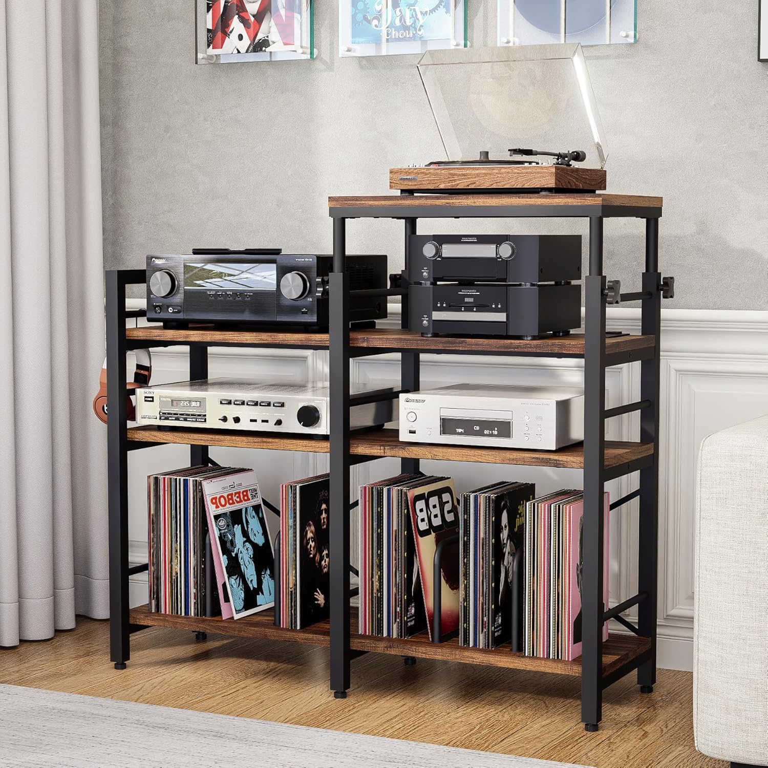 Amazon.com: MUVJUG 5-Tier Record Player Stand with Vinyl Storage ...