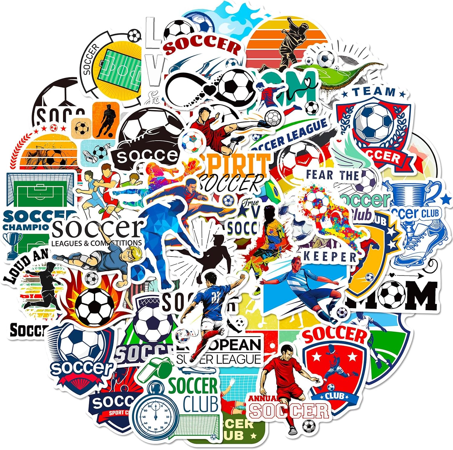 Amazon.com: EAVIN GARY 50PCS Soccer Stickers for Kids,Vinyl Waterproof ...