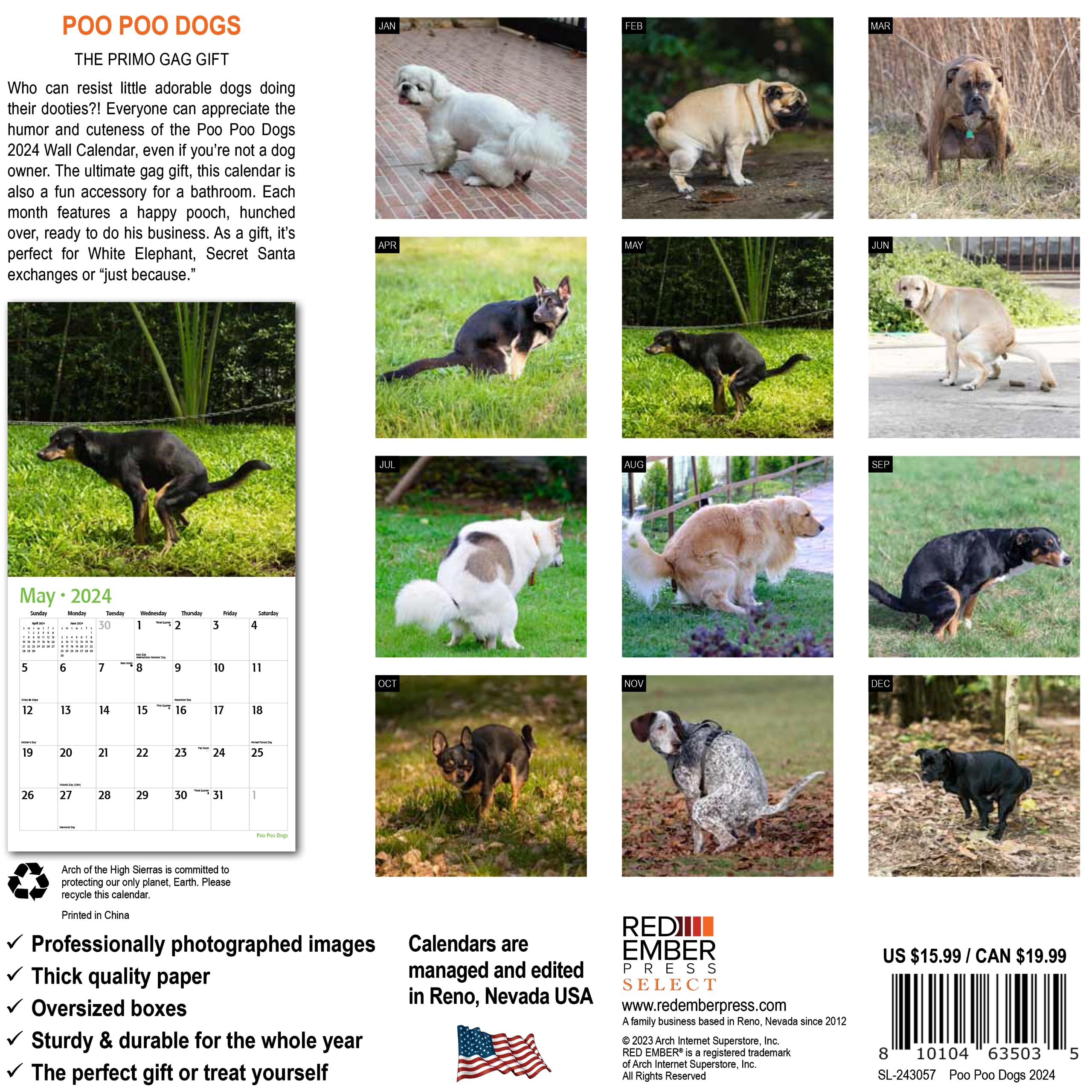 Snapklik.com : Poo Poo Dogs 2024 Hangable Monthly Wall Calendar By Red ...
