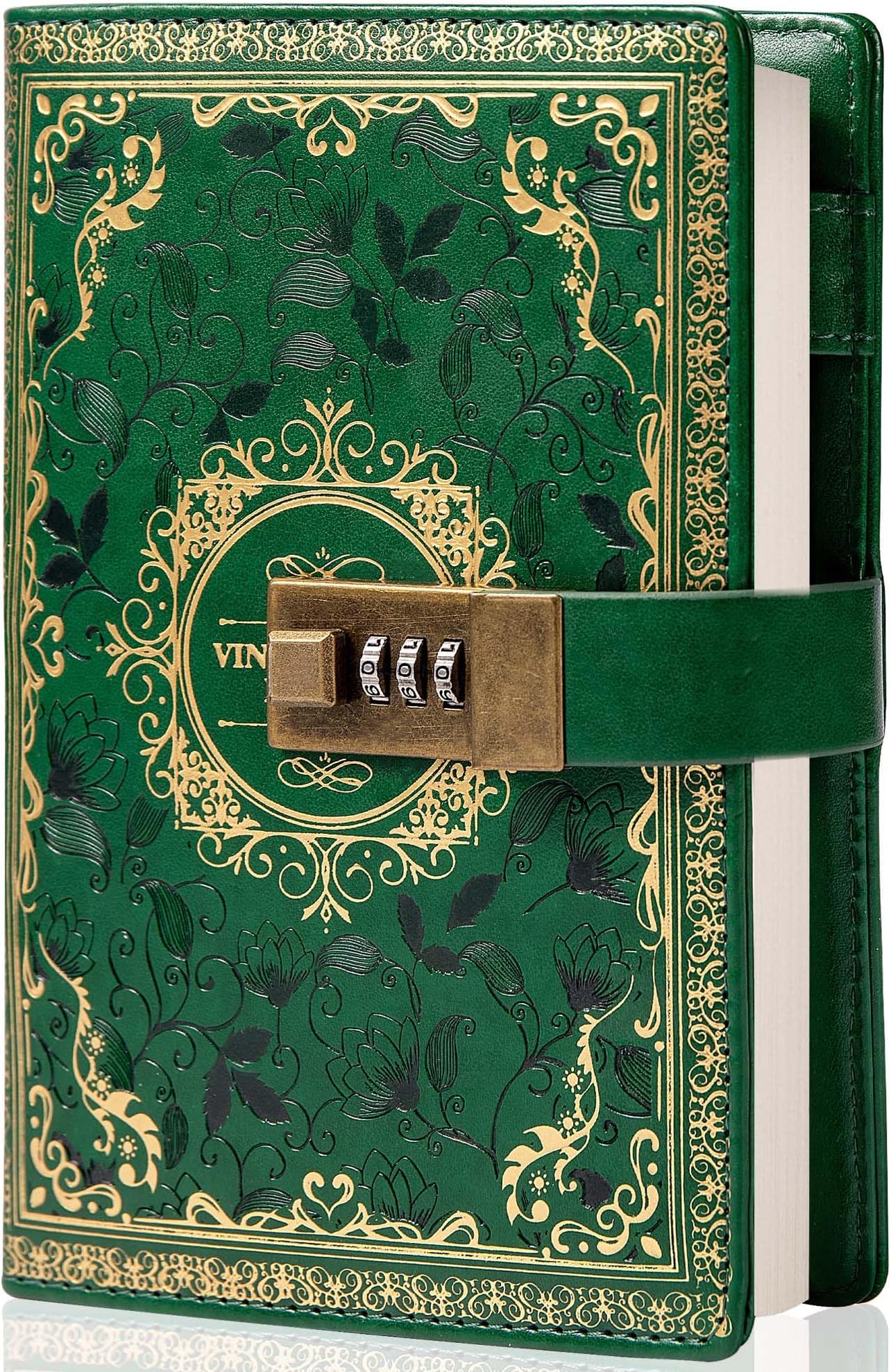 Vintage Leather Journal Notebook with Combination Lock, B6 Embossed ...