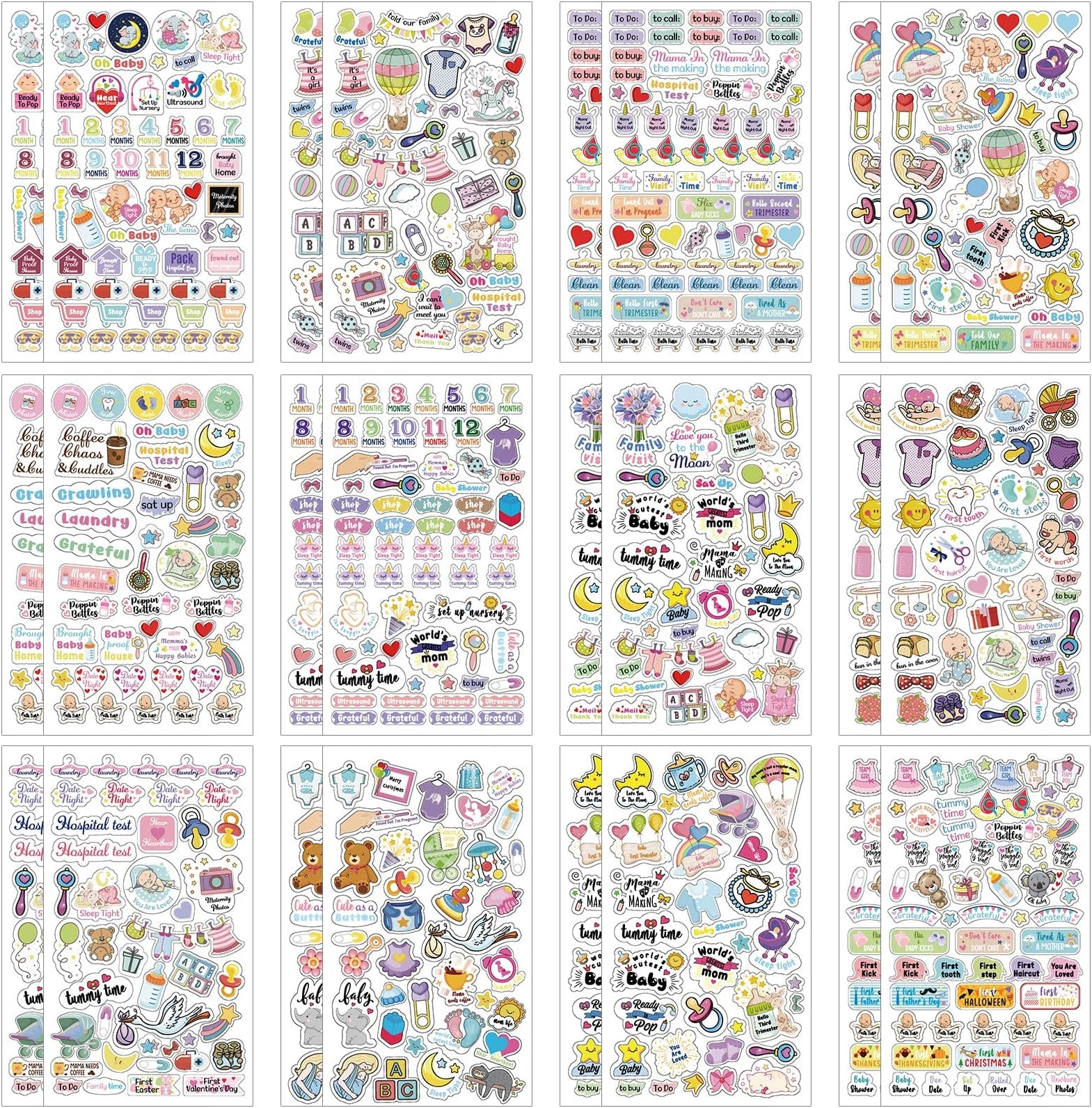 Amazon.com: 4 Sheets Scrapbook Stickers, Various Patterns Baby ...