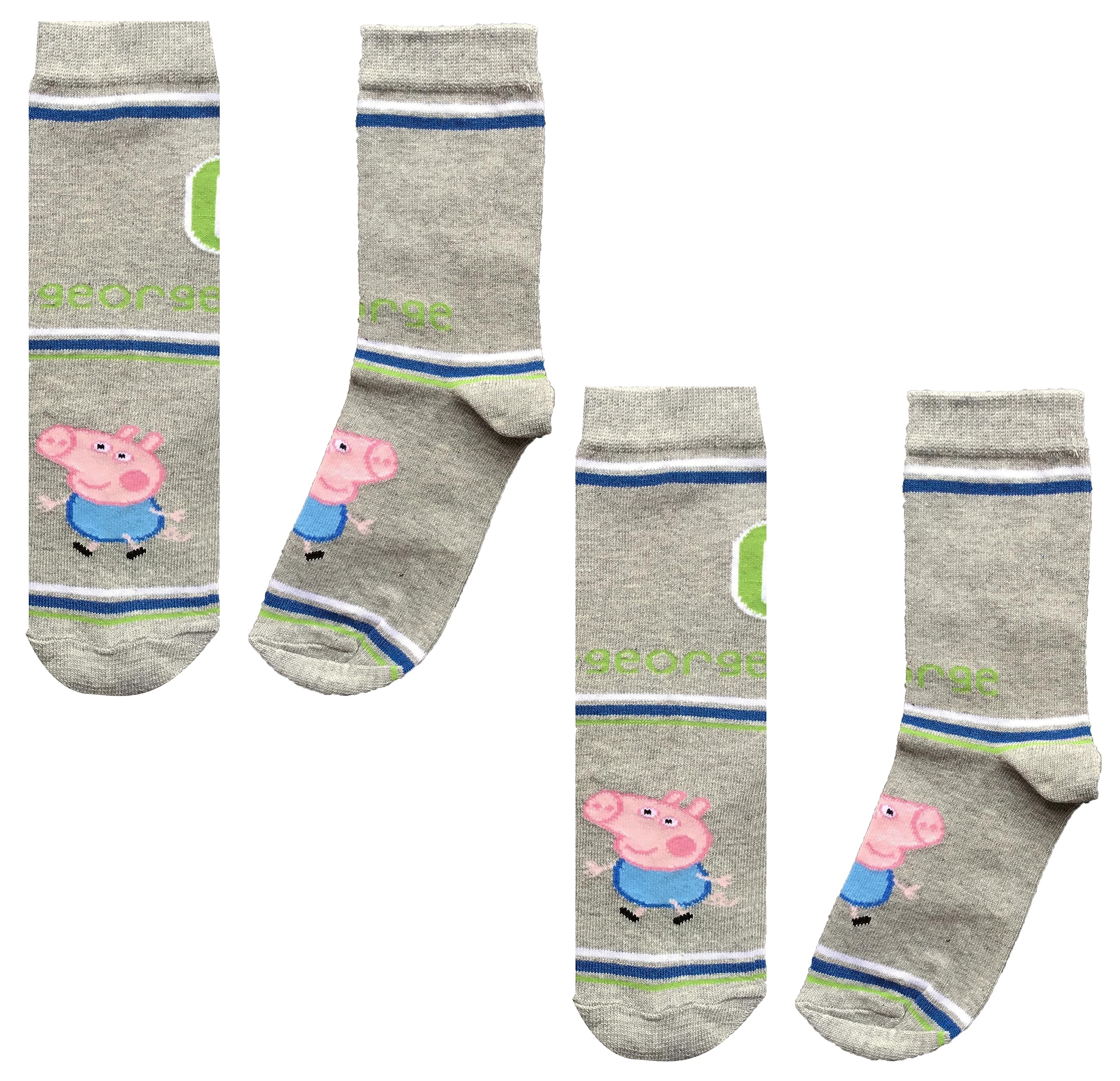 Peppa Pig George Socks Boys Girls Kids – Pack of 2 (12.5-3.5, Grey ...