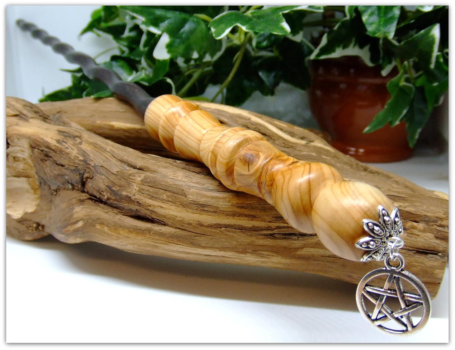 Amazon.com: 14.5" Wooden Spiral Ritual Wand handcrafted in 5000 year ...