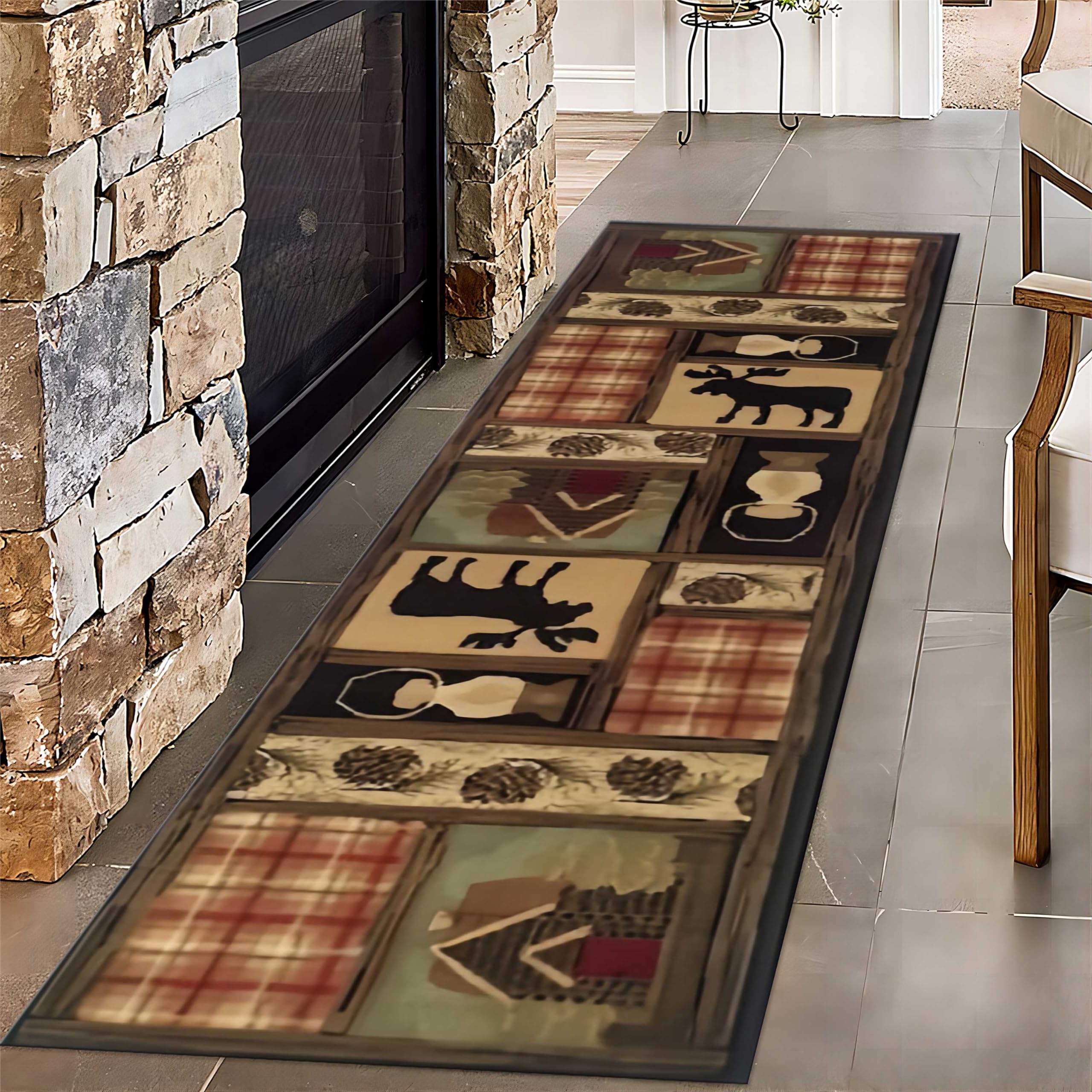 Amazon.com: SMXVRC Lodge Cabin Runner Rug, 2x6ft, Rustic Country Moose ...