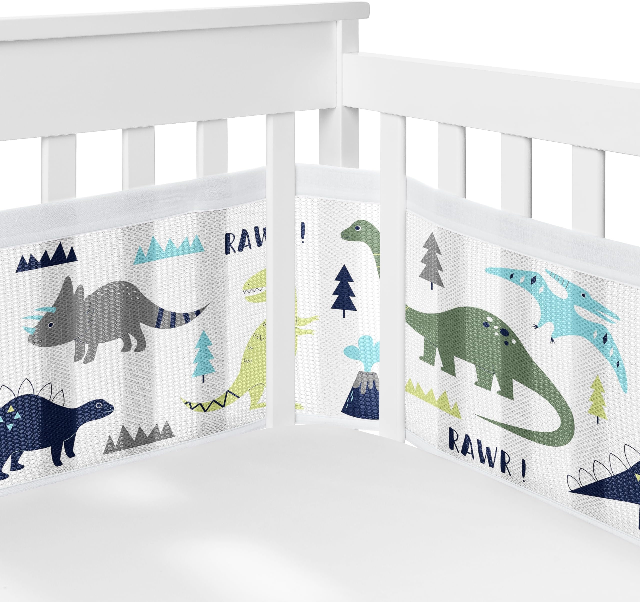 Amazon.com: Sweet Jojo Designs + BreathableBaby Blue Green Modern Dinosaur Boy Breathable Mesh ...