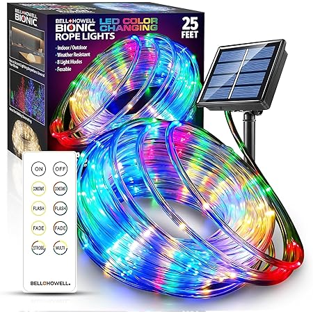 Amazon.com: LED Solar Rope Lights Outdoor Waterproof, 25 Ft Indoor ...