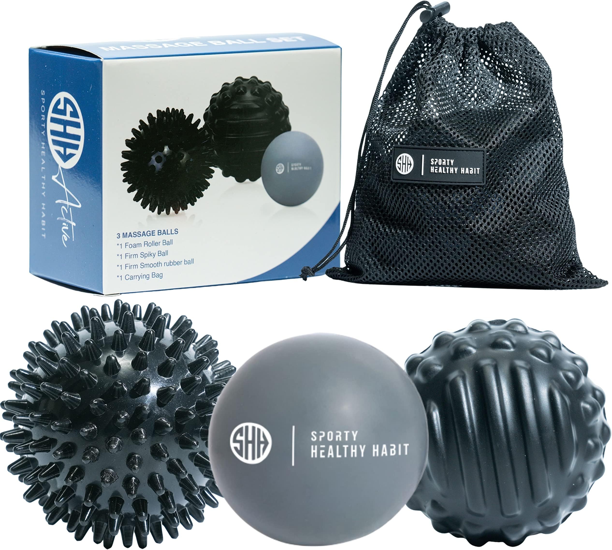 Amazon.com: Sporty Healthy Habit Massage Ball Set - Lacrosse Ball ...