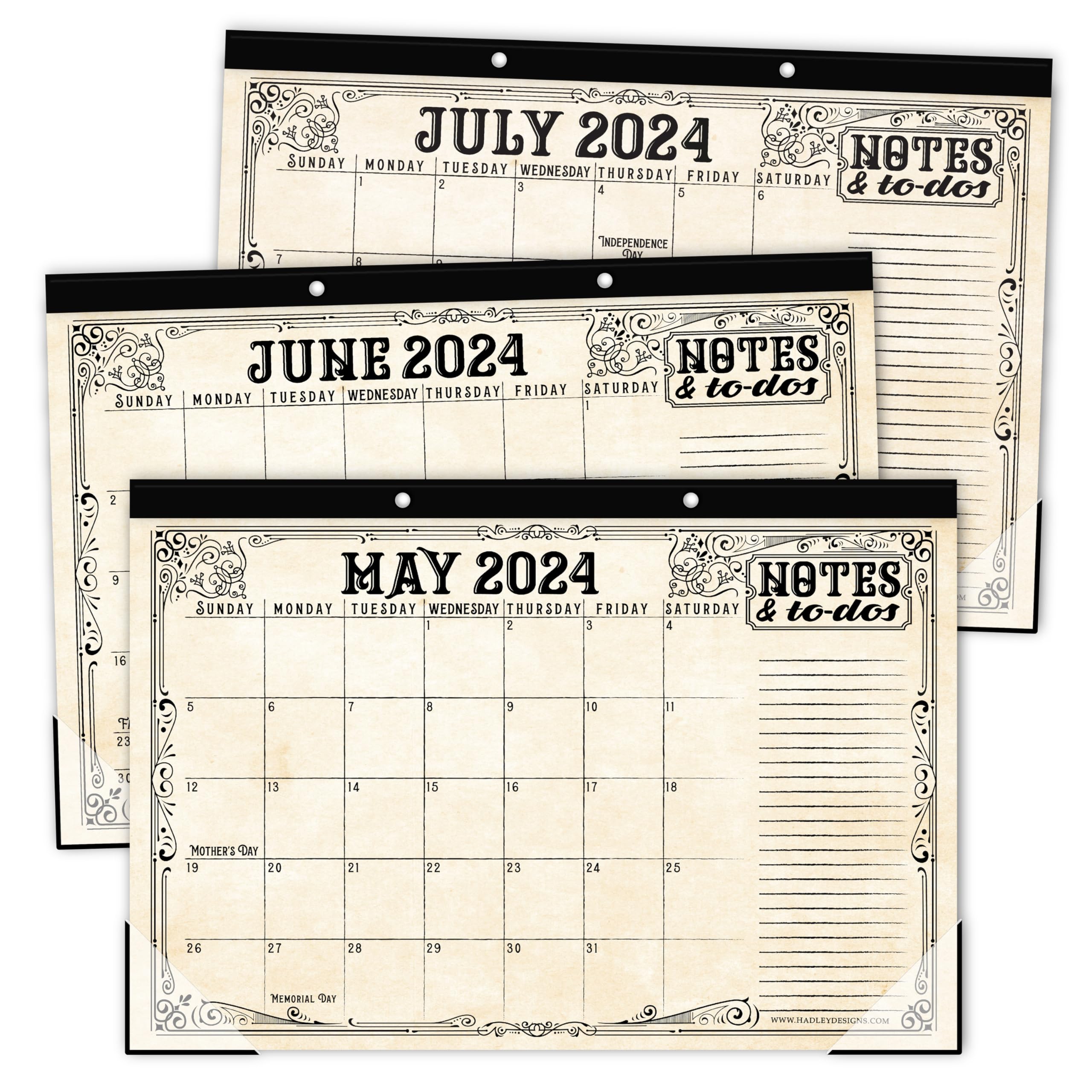 Buy Vintage Large Desk 2024-2025 - Desk Calender 2024 Monthly, Desktop ...
