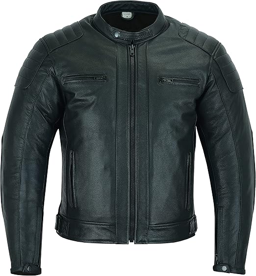 Texpeed Mens Leather Motorcycle Jacket - Touring Motorbike Jacket With ...