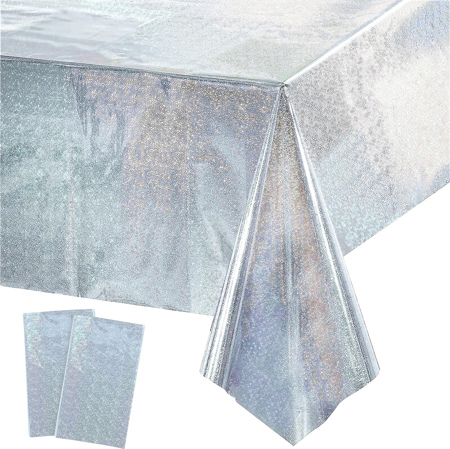 Amazon.com: GREATRIL Party Table Cover Disposable Silver Table Cloths ...