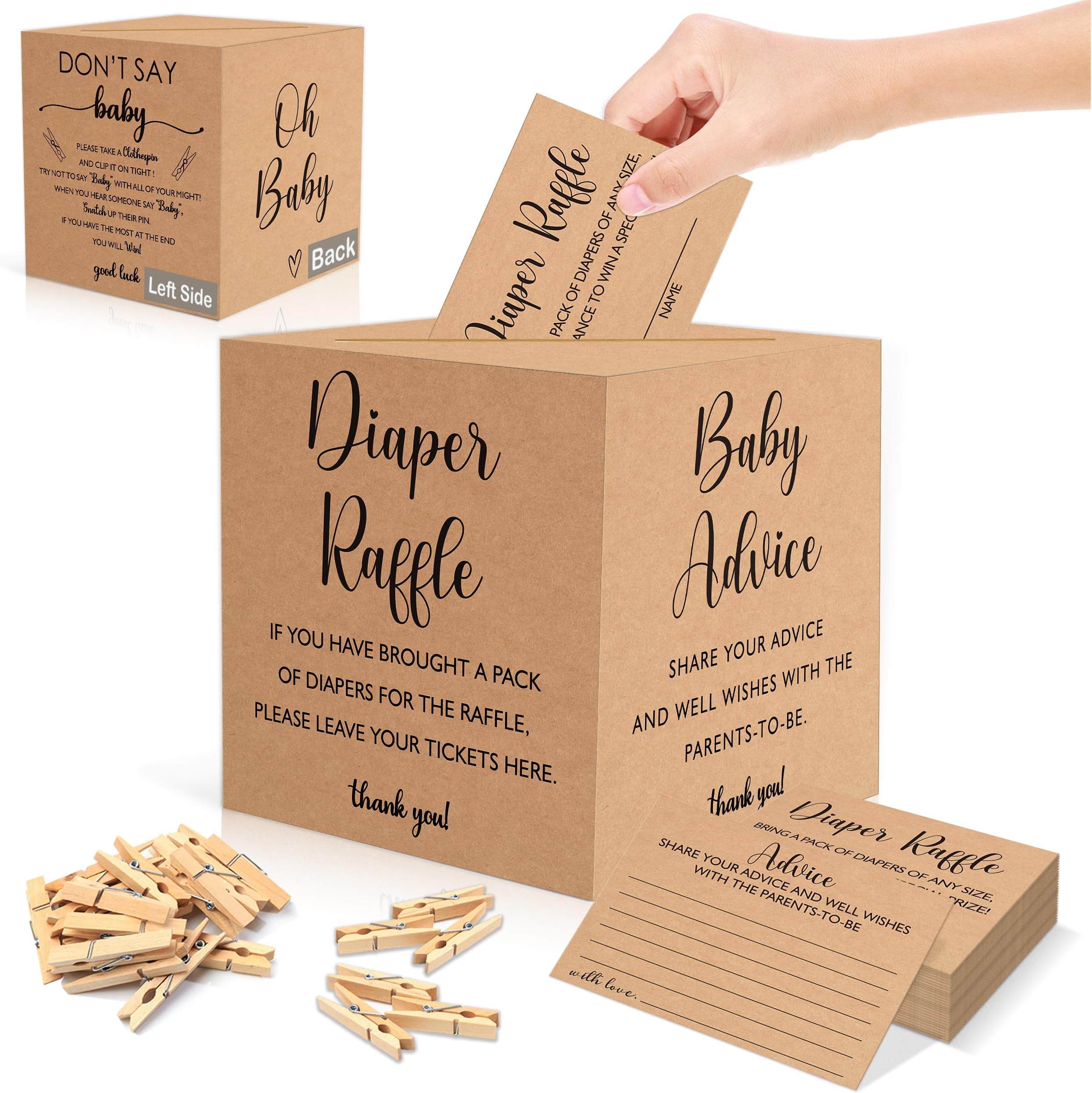 Amazon.com : 3 Minimalist Baby Shower Games-101 Pieces Diaper Raffle ...