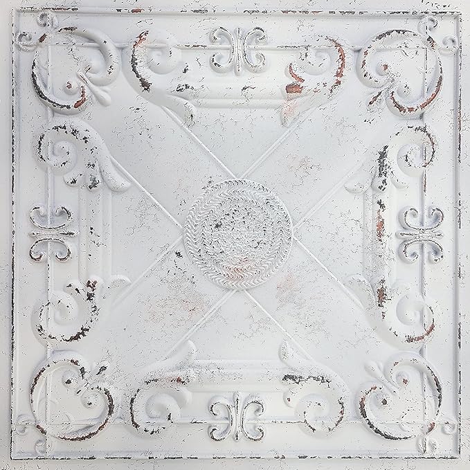 TD22 Shabby Chic Faux Tin Ceiling Tile. Box of 10 2'X2' decorative ...