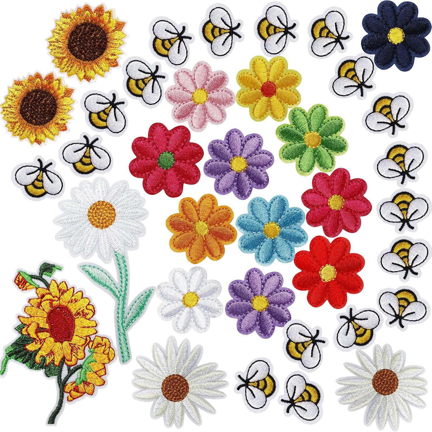 Amazon.com: 36 Pcs Embroidered Iron On Patches for Clothing, Sunflowers ...