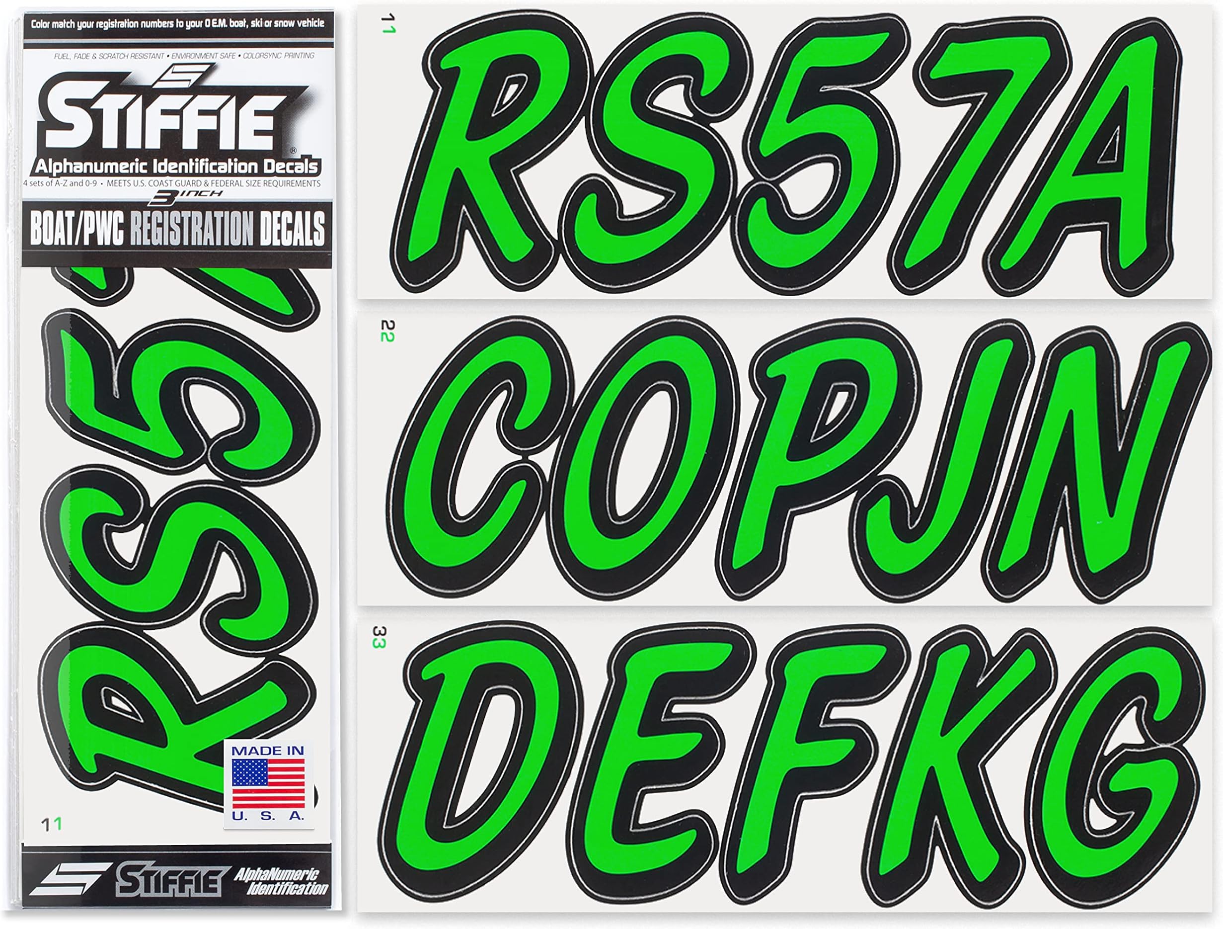 Amazon.com - STIFFIE Whipline Solid Electric Green/Black 3" Alpha ...