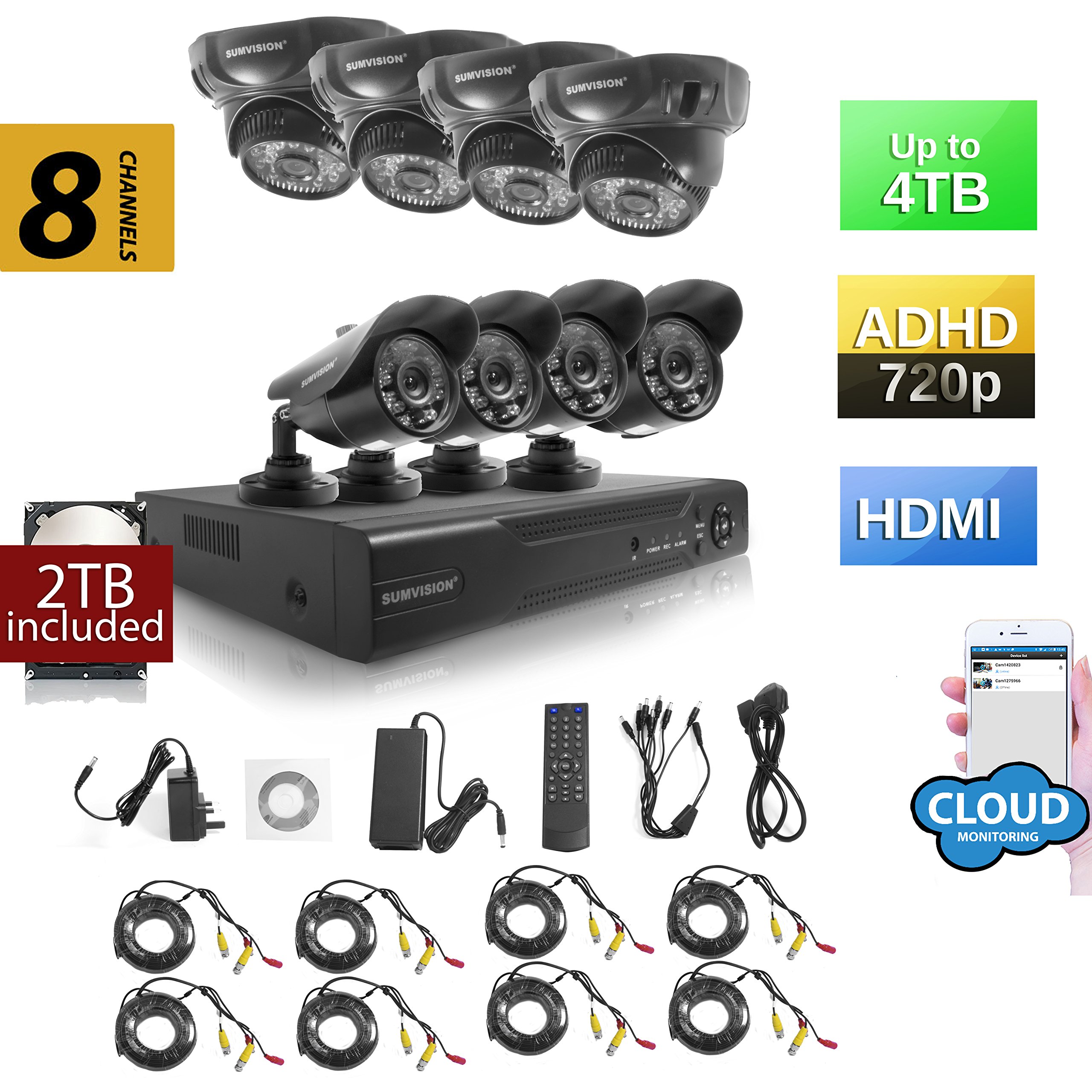 Buy Sumvision CCTV 720p HD Surveillance Security Camera System with ...