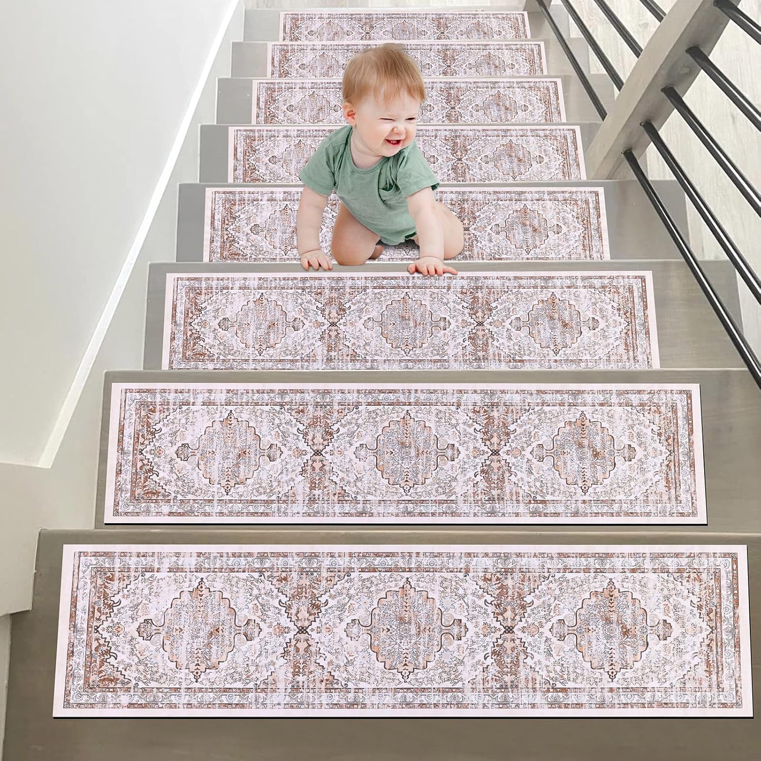 Amazon.com: Ileading Non Slip Carpet Stair Treads for Wooden Steps Set ...