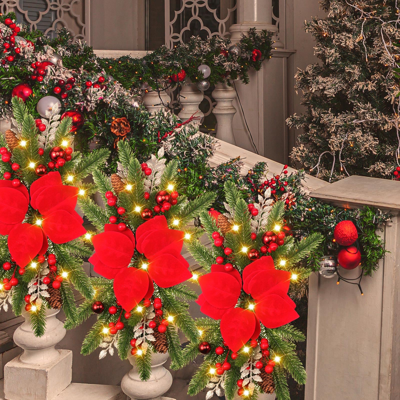 Triple Swag Christmas Lights Amazon.com: Giegxin 4 Pcs 24 Inches
